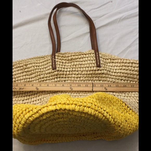 Old Navy | Bags | Old Navy Straw Woven Yellow Nude Tote | Poshmark
